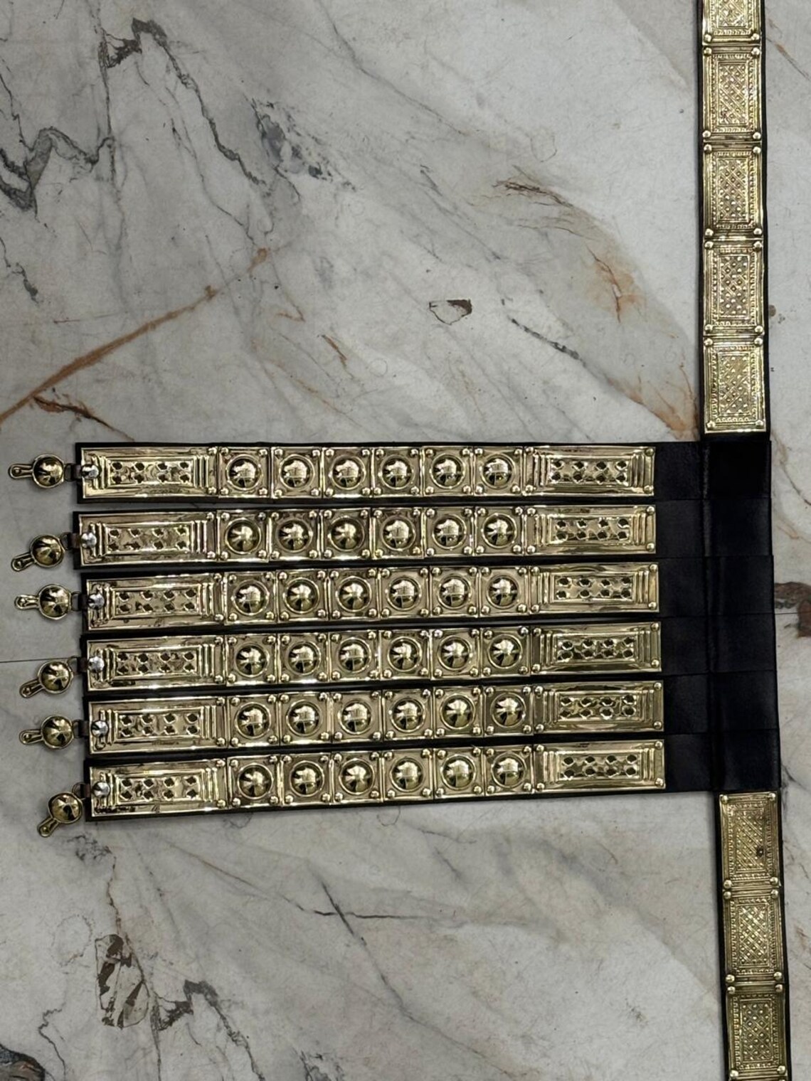 Handmade Black Leather Roman Centurion Apron Belt Brass Fittings LARP ...