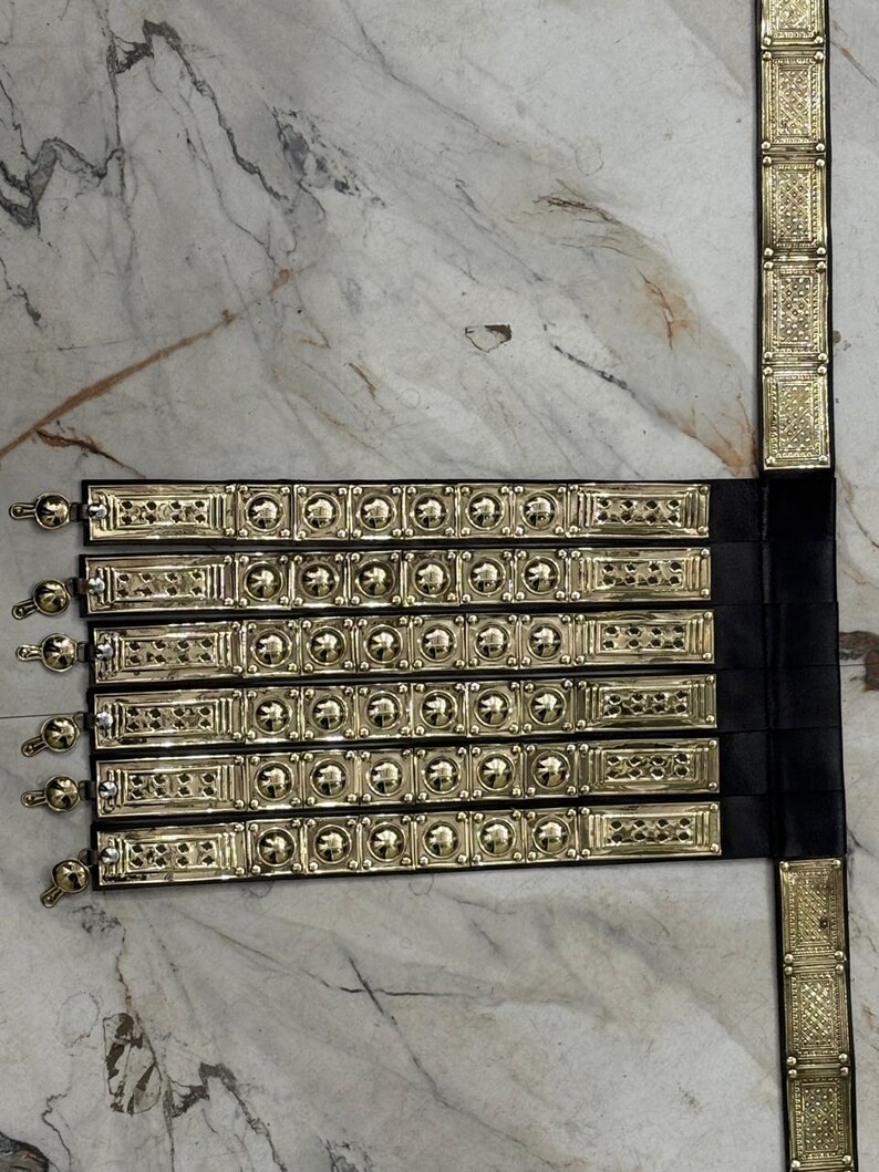 Handmade Black Leather Roman Centurion Apron Belt Brass Fittings LARP ...
