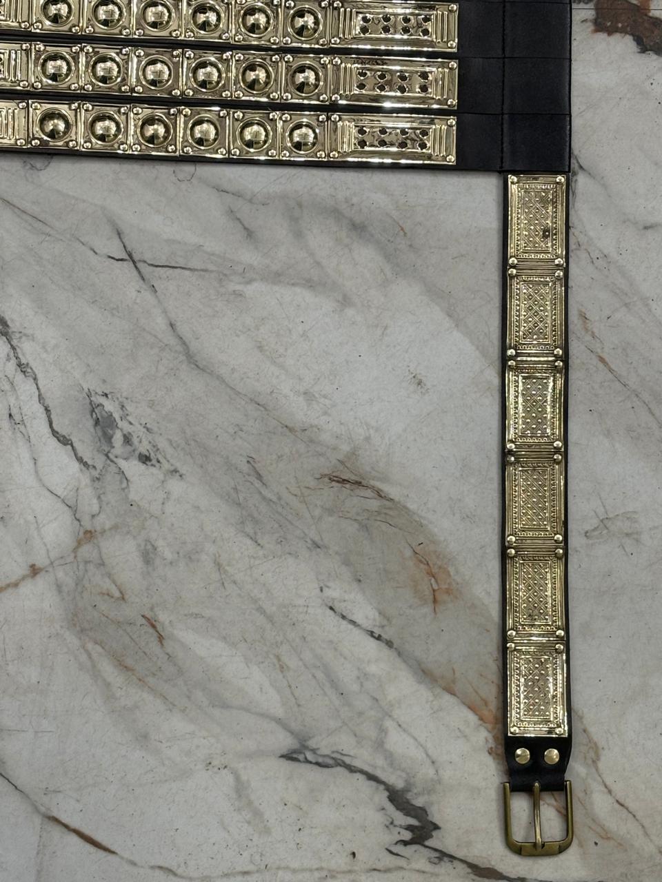 Handmade Black Leather Roman Centurion Apron Belt Brass Fittings LARP ...