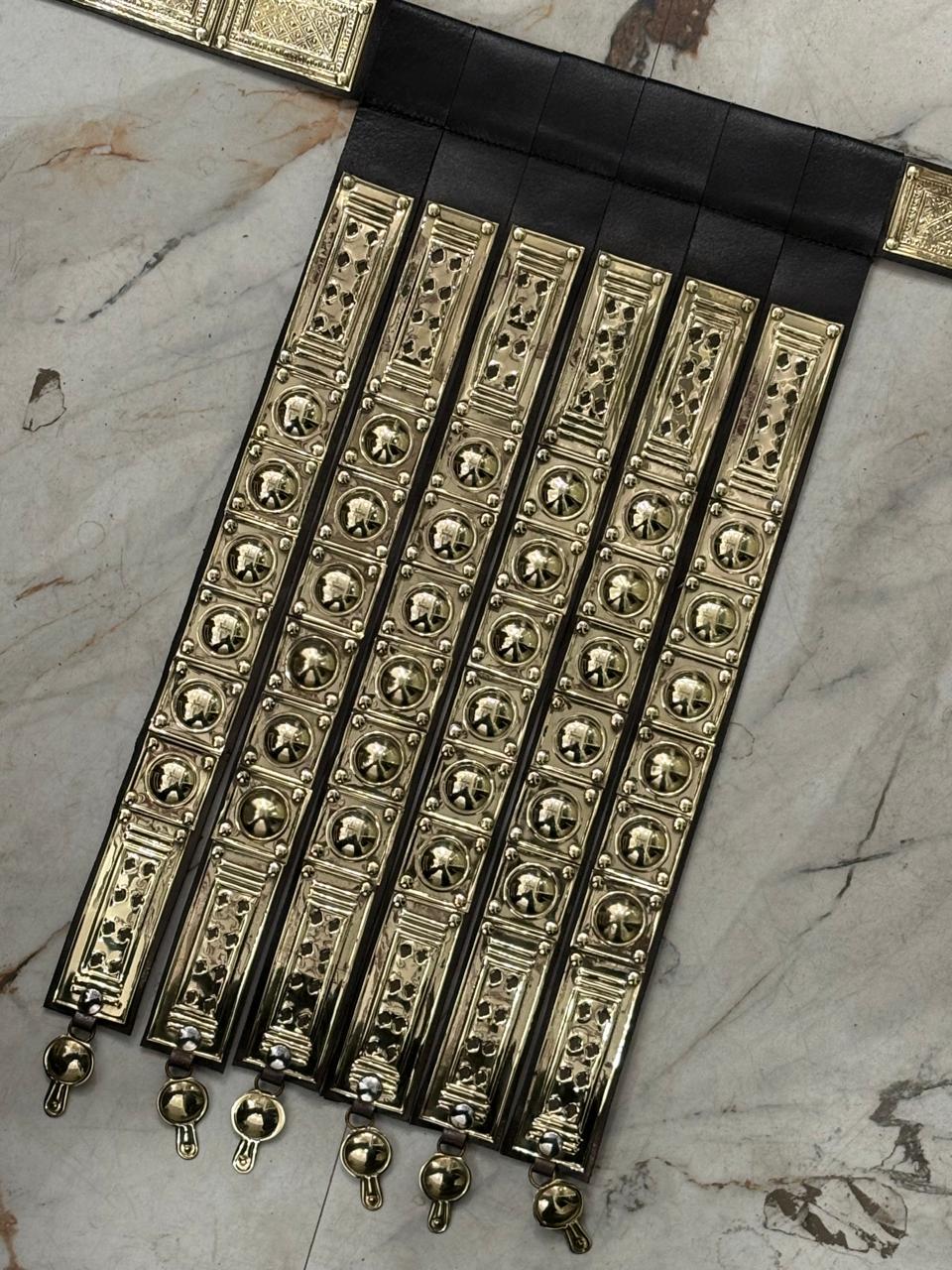 Handmade Black Leather Roman Centurion Apron Belt Brass Fittings LARP ...