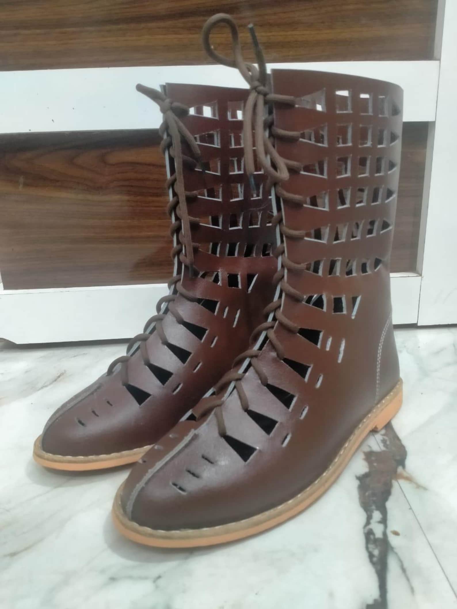 Roman Gladiator Caligae Genuine Leather Boot Reenactments LARP Cosplay ...