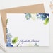 Blue Floral Personalized Stationary Set, Womens Floral Thank You Cards ...