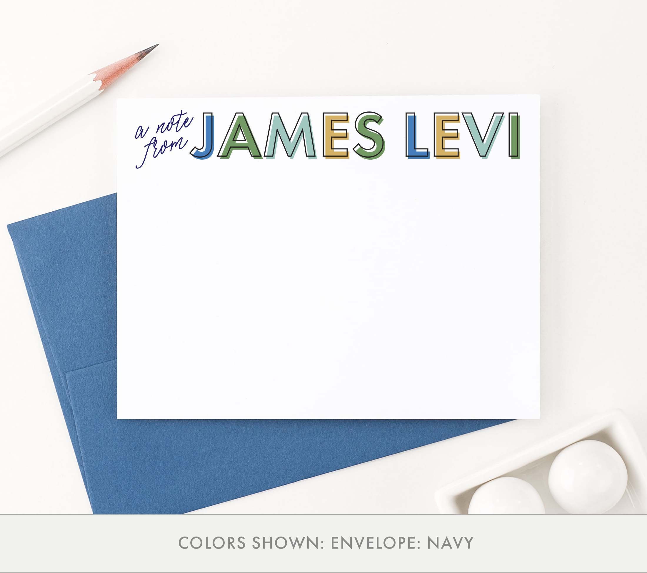 A Note From Notecard for Boys Personalized Stationery Set, Simple Note ...