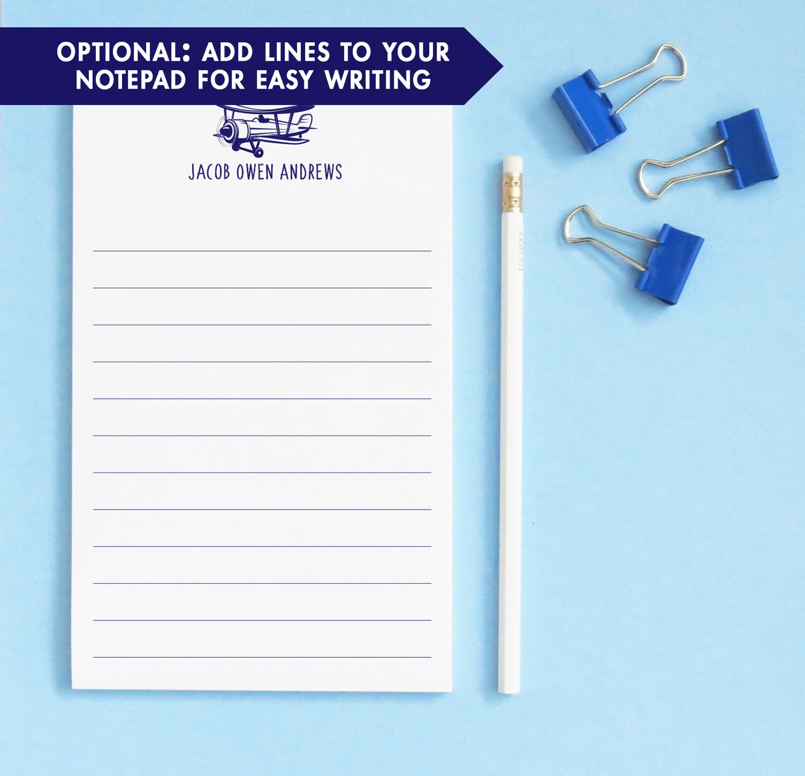 Vintage Airplane Notepad for Kids Personalized Plane | Etsy