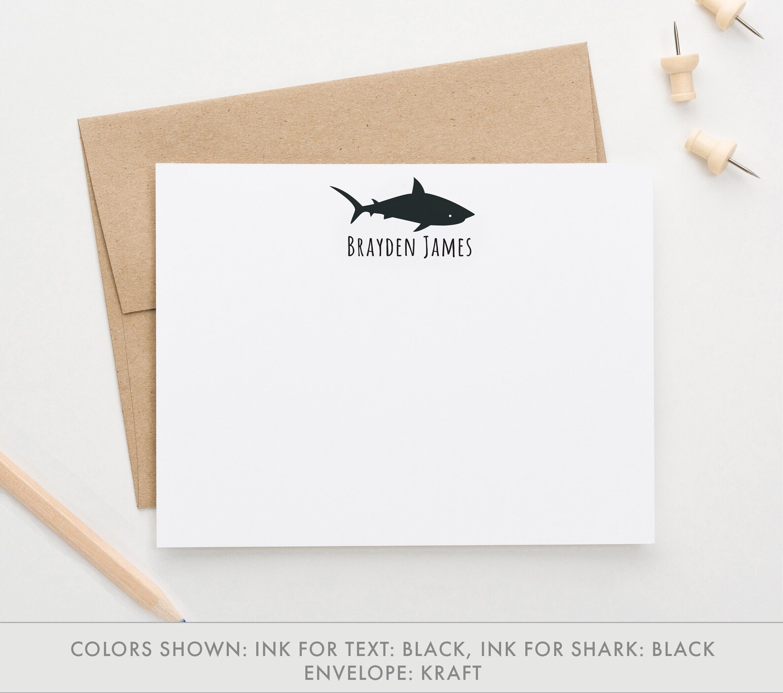 Shark Personalized Stationary for Boys Custom Shark Thank You - Etsy