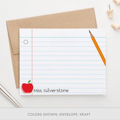 Apple Stationery Personalized Stationary for Kids Girls - Etsy