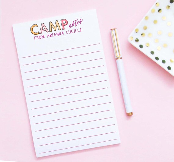 Girls Summer Camp Notepad for Kids Lined Letter Writing Paper | Etsy