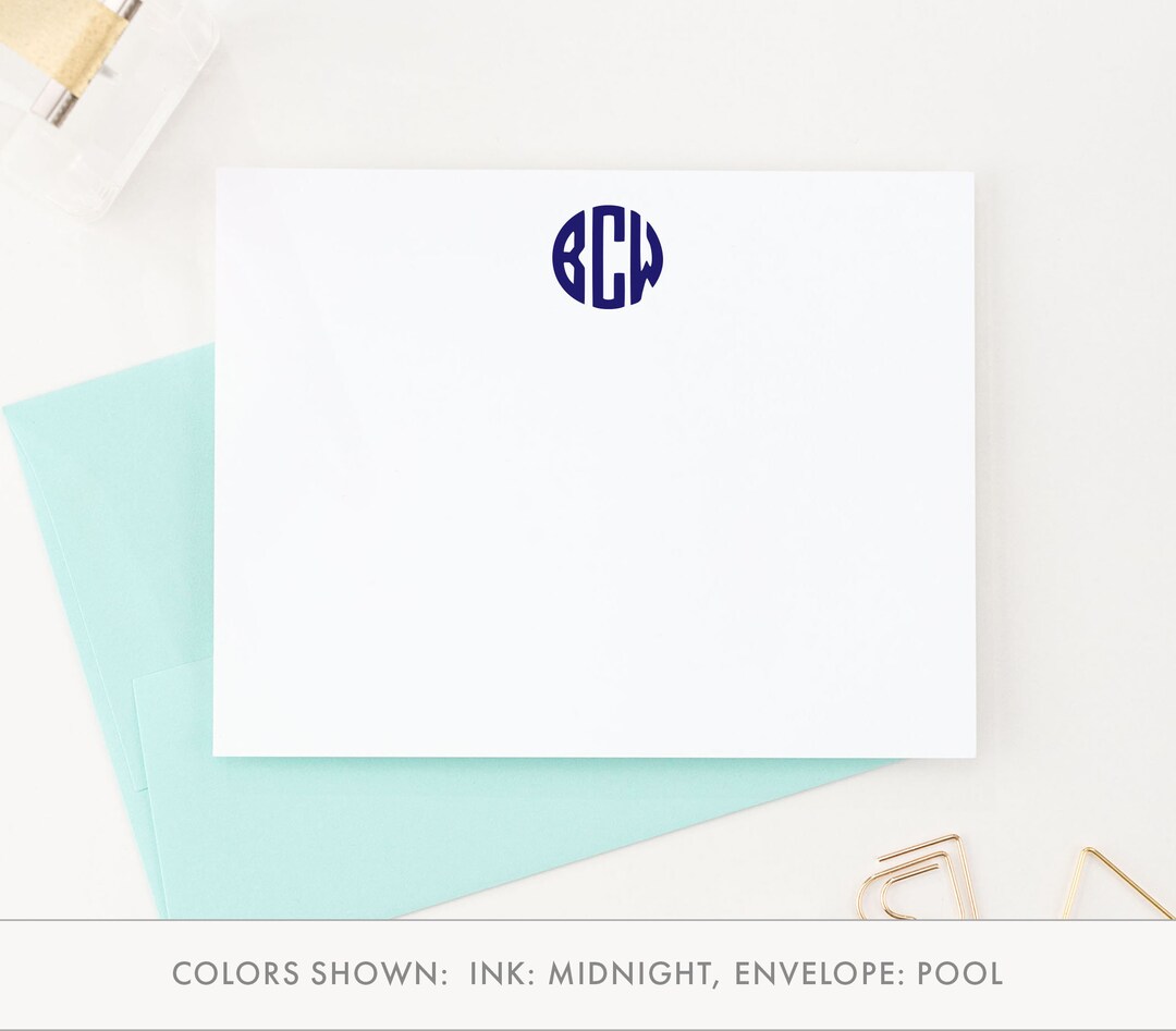 Monogram Stationary Cards, Personalized Mens Notecards, Personalized ...