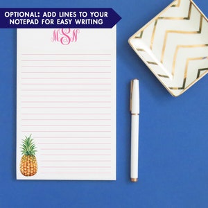 Pineapple Monogrammed Notepads for Women Personalized Pineapple Stationery, Tropical Note Pads ...