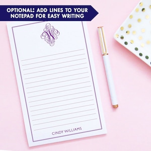 Womens Monogrammed Notepads, Monogramed Note Pads for Women Custom ...