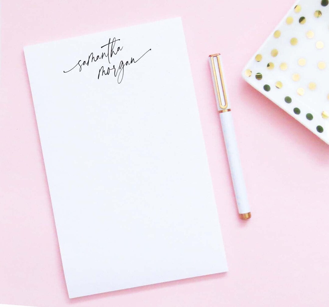 Womens Personalized Elegant Notepad, Classic Script Stationary Paper ...