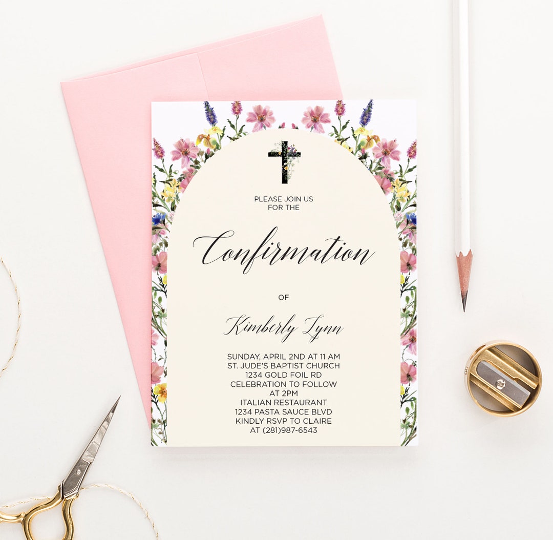 Elegant Custom Confirmation Invitations, Floral Confirmation Invites ...