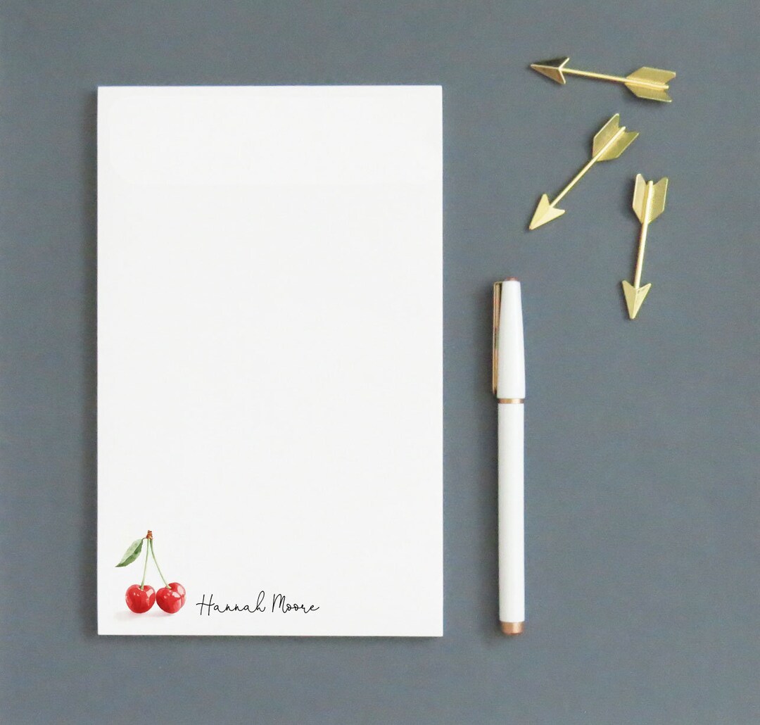 Personalized Stationary Notepad for Women, Watercolor Cherry Notepads ...