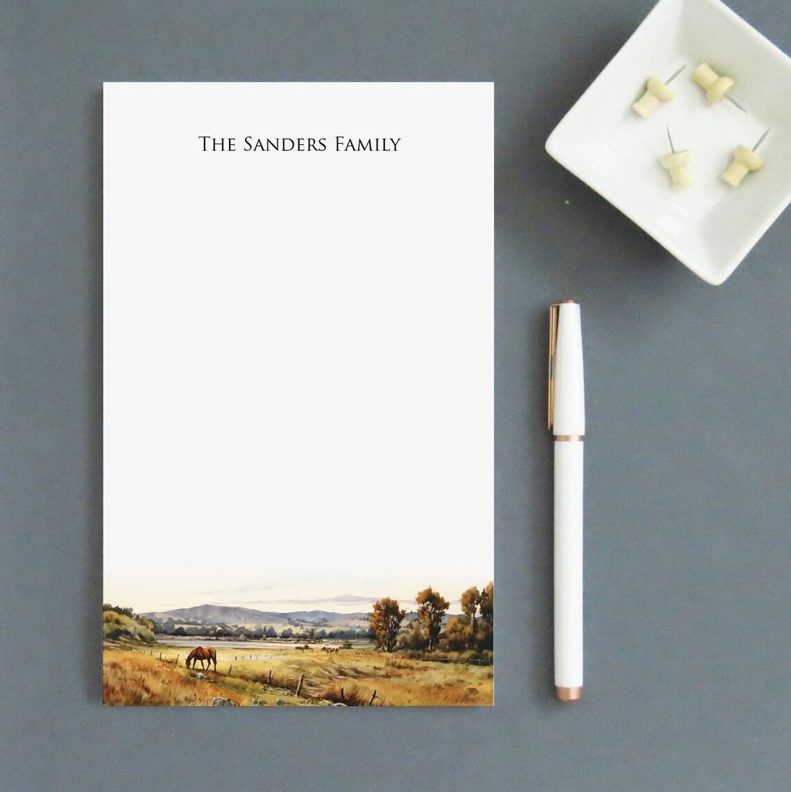 Personalized Family Note Pads, Custom Letter Writing Set, Watercolor ...