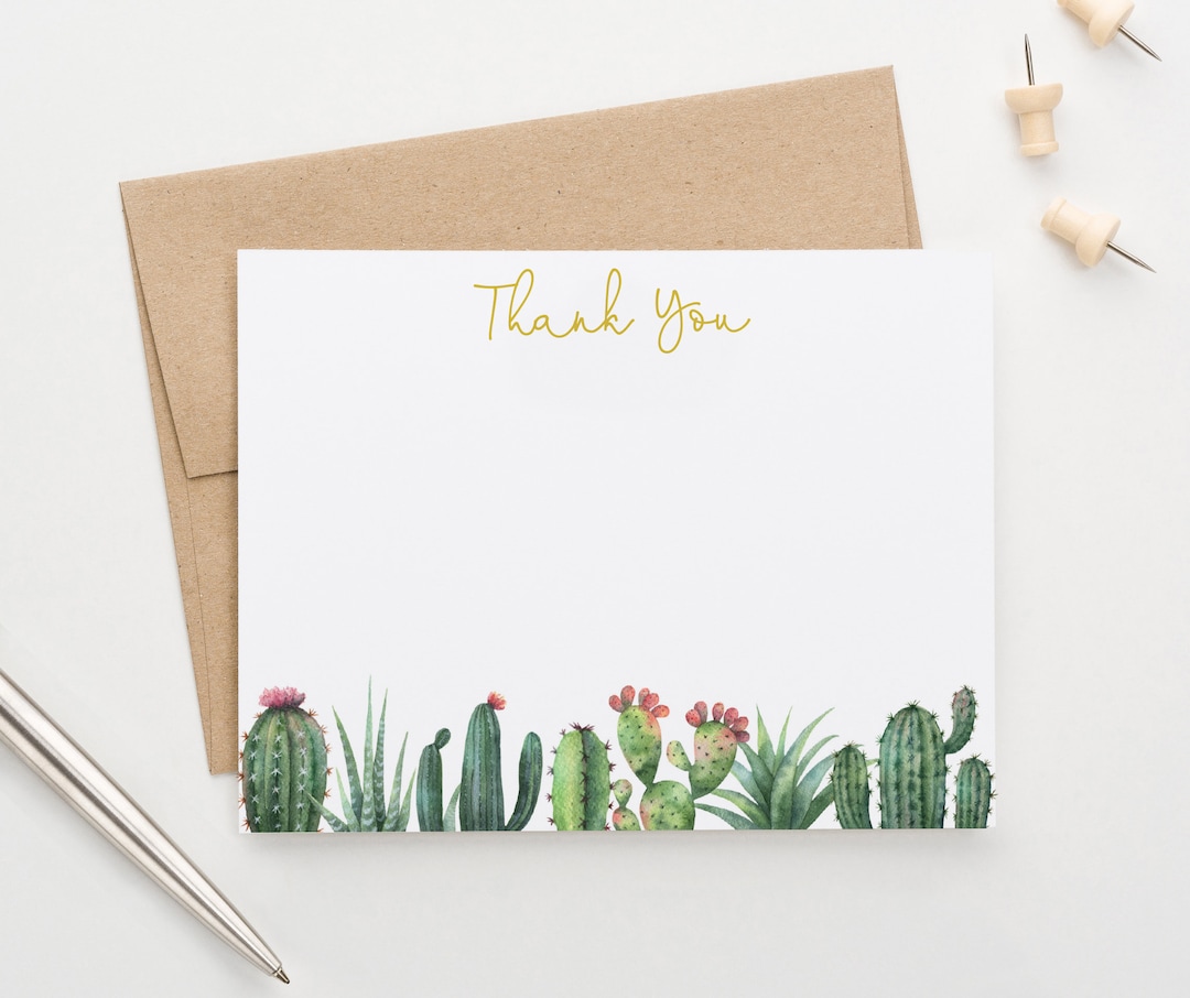 Elegant Cactus Thank You Cards for Engagement Thank You Notes for ...