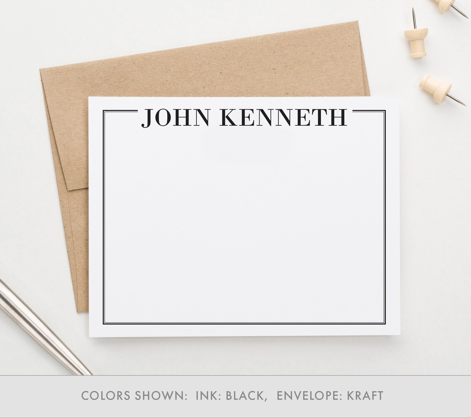 Personalized Stationery for Men Customized Thank You Note Cards, Custom ...