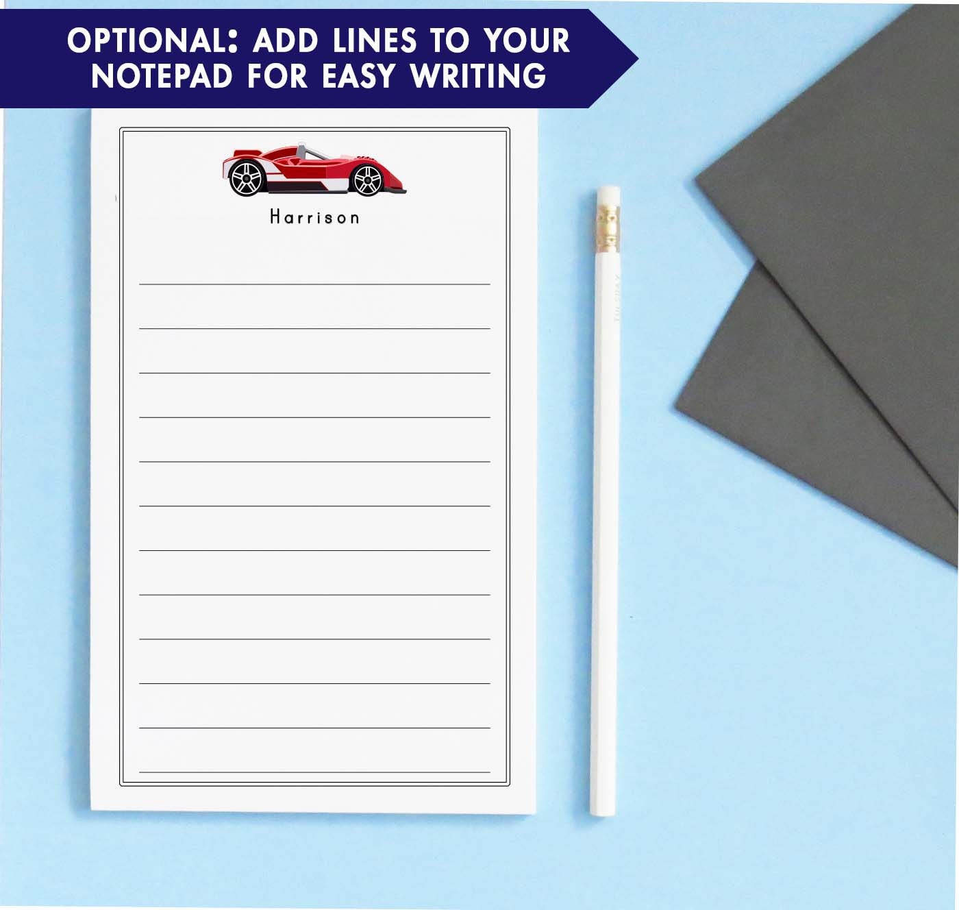 Race Car Stationery Paper for Kids Race Car Note Pad - Etsy
