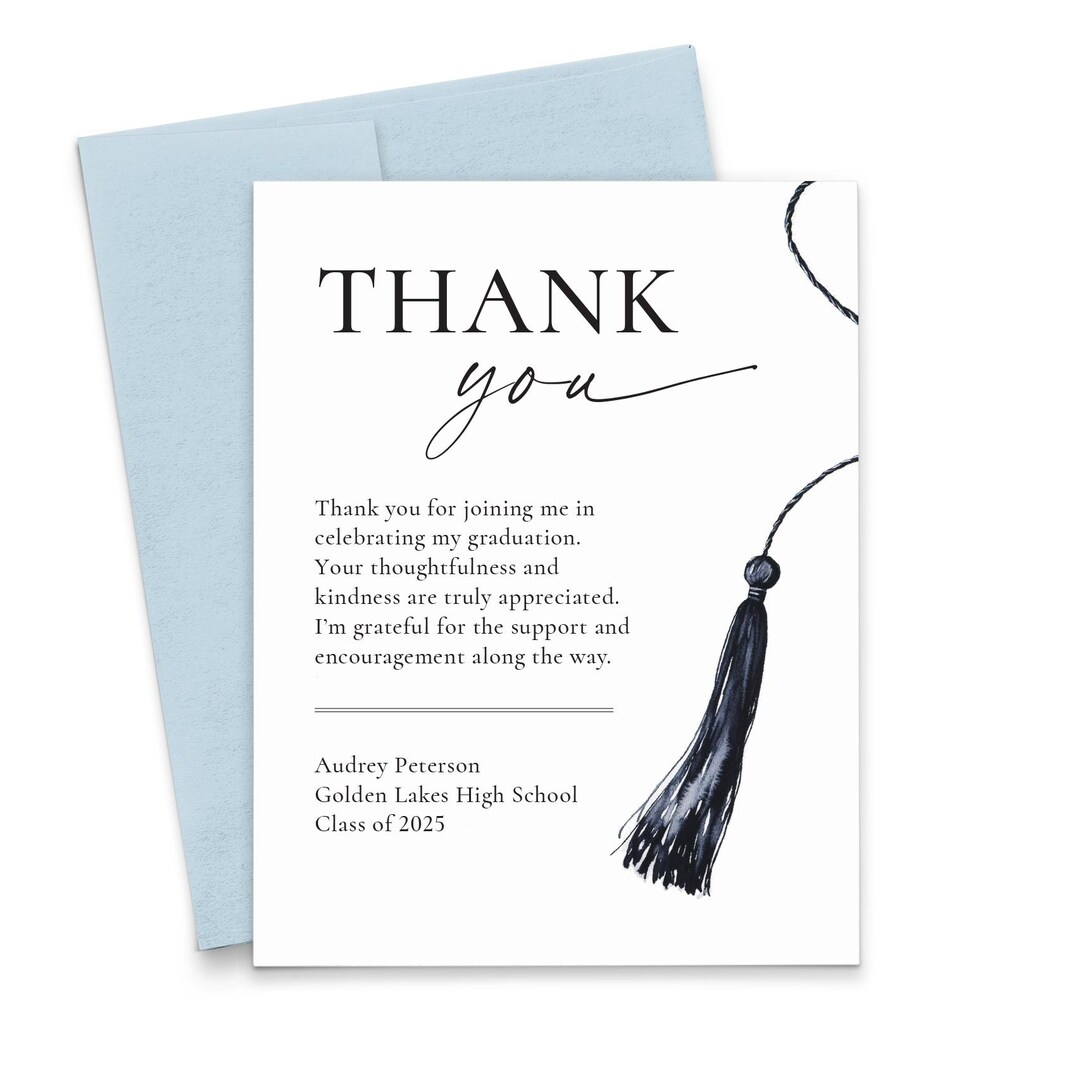 Custom Thank You Cards for Graduation, FLAT Personalized Graduate Thank ...