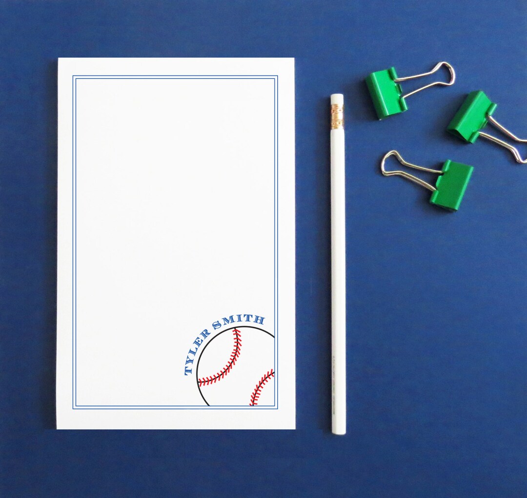 Baseball Notepad for Boys, Personalized Notepad Set, Sports Notepad Set ...