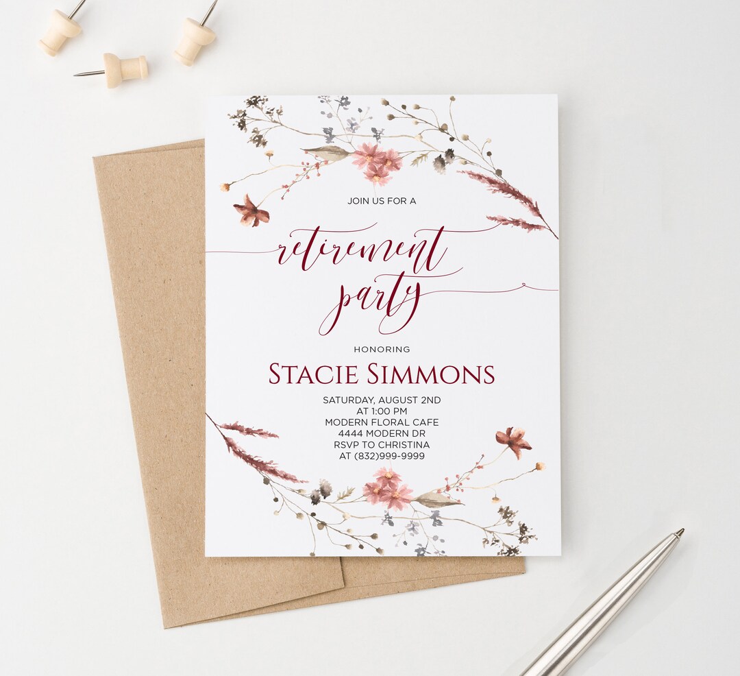 Rustic Retirement Party Invitations, Custom Retirement Invite Cards ...