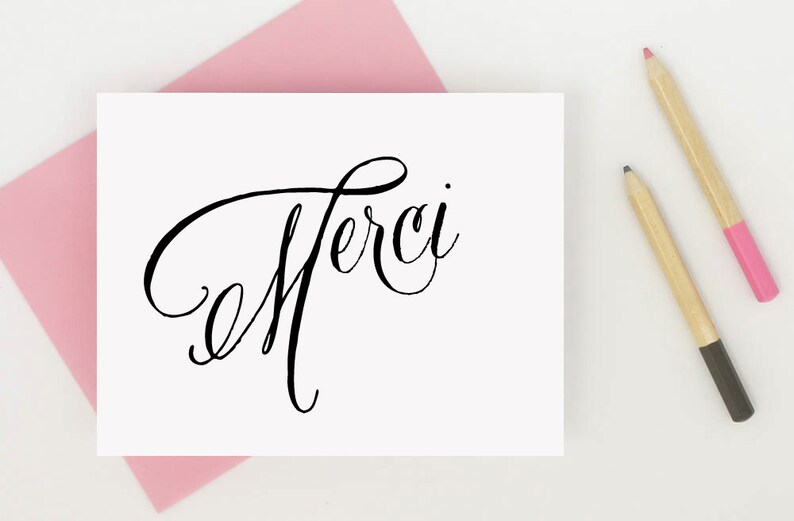 Personalized Merci Thank You Cards Customized Folded Thank - Etsy