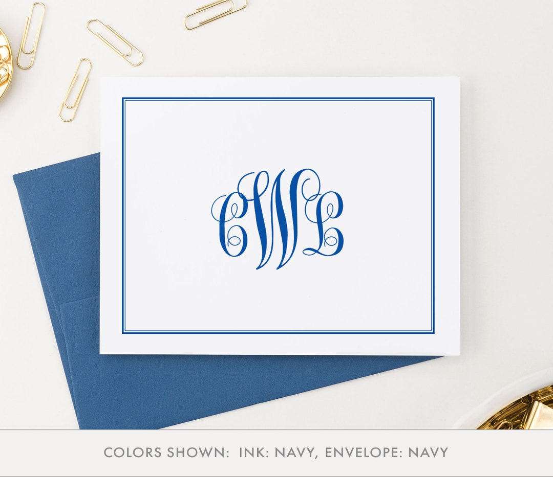 Monogrammed Stationary Cards, Folded Monogram Stationery Set ...