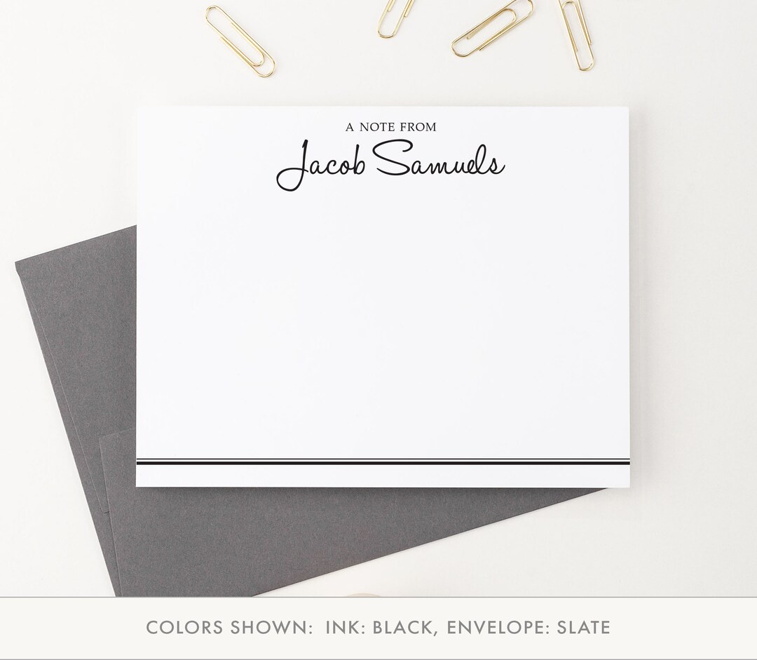 A Note From, Mens Stationery, Personalized Stationery, Stationery Set ...