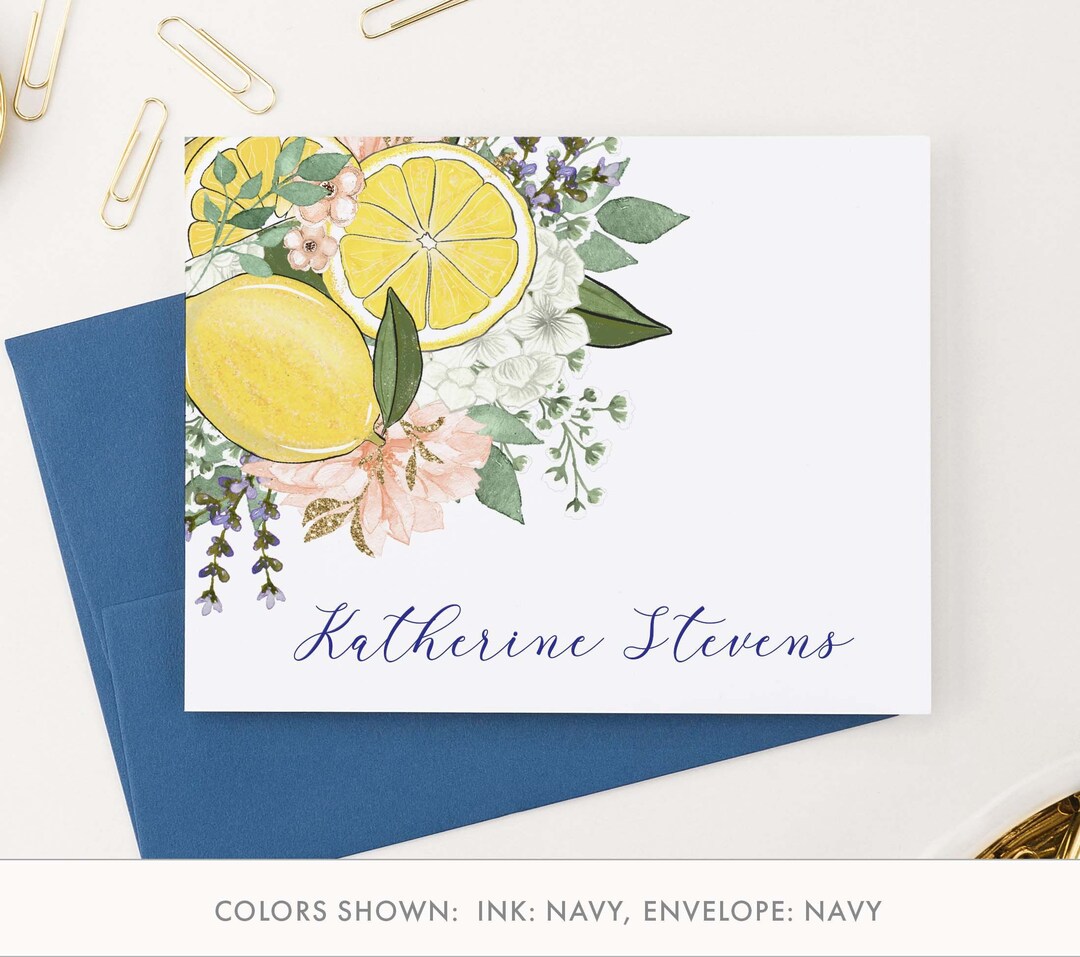 Customized Folded Stationery With Lemons Stationary for Adults, Elegant ...