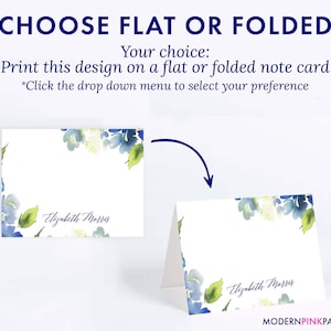 Blue Floral Personalized Stationary Set, Womens Floral Thank You Cards ...