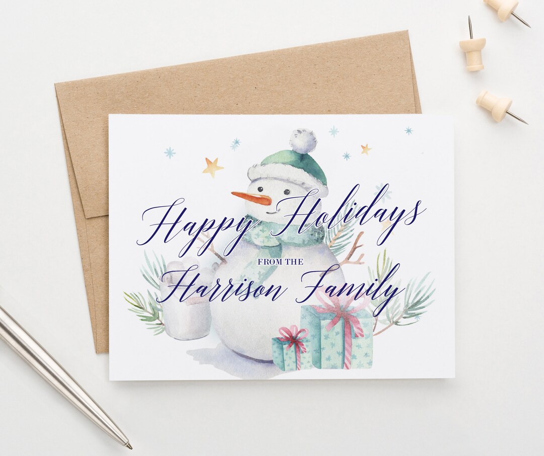 Snowman Holiday Greeting Cards, Snow Man Family Christmas Cards ...