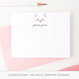 Personalized Cat Stationery Set, Cat Stationary for Girls, FLAT Note ...