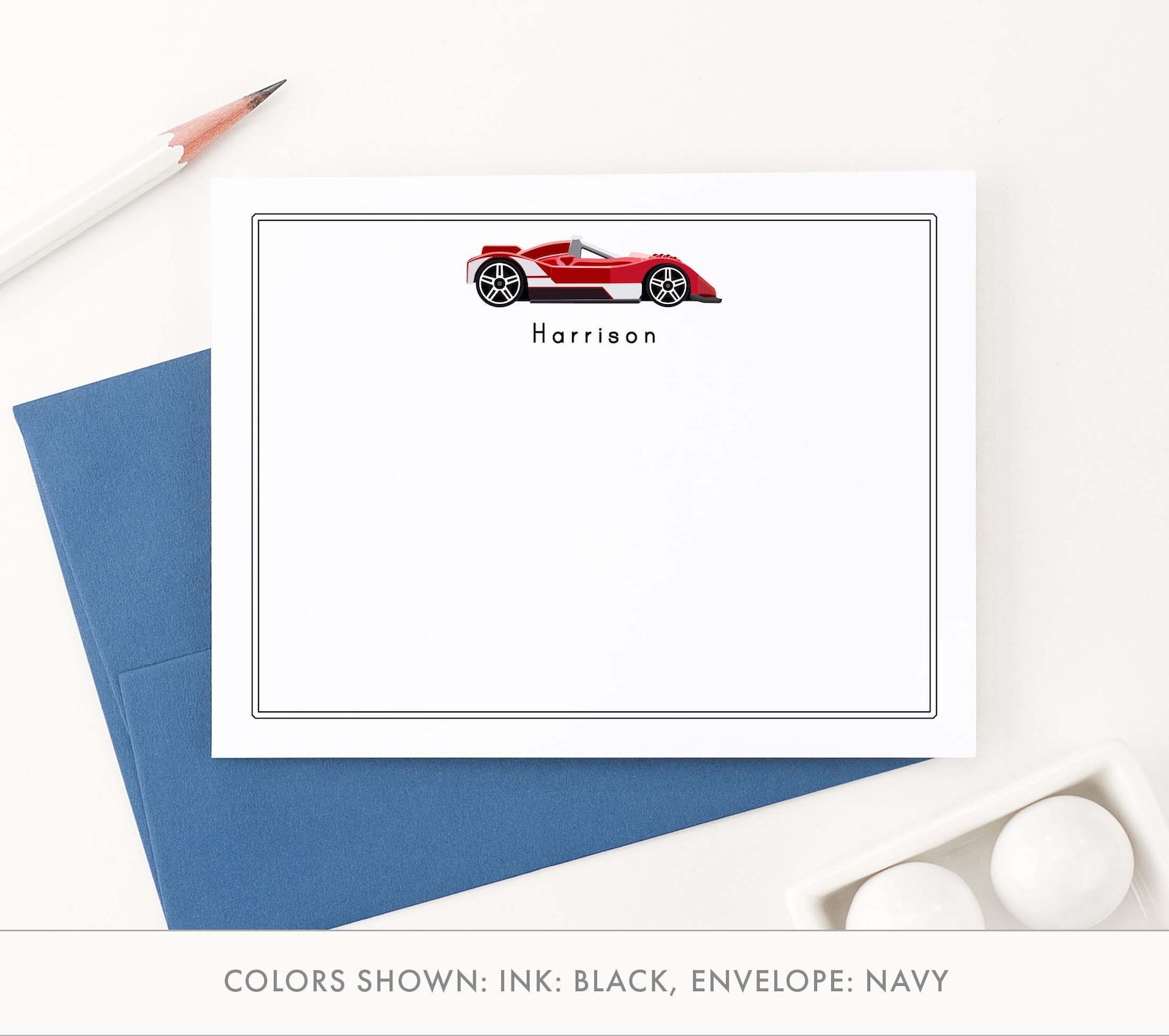 Kids Race Car Stationery With Border, Personalized Boys Car Thank You ...
