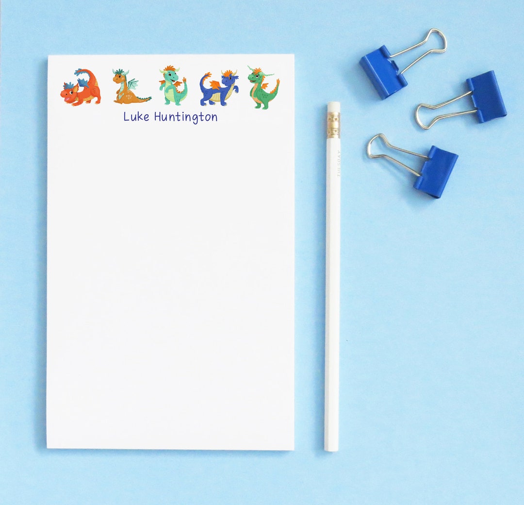 Personalized Dragons Stationary Paper Set, Kids Dragon Notepads Custom ...