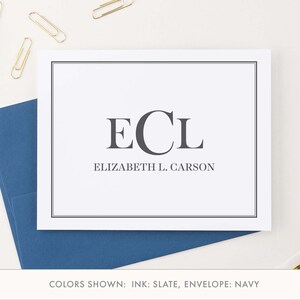 Professional Folded Monogram Note Cards With Envelopes, Mens ...