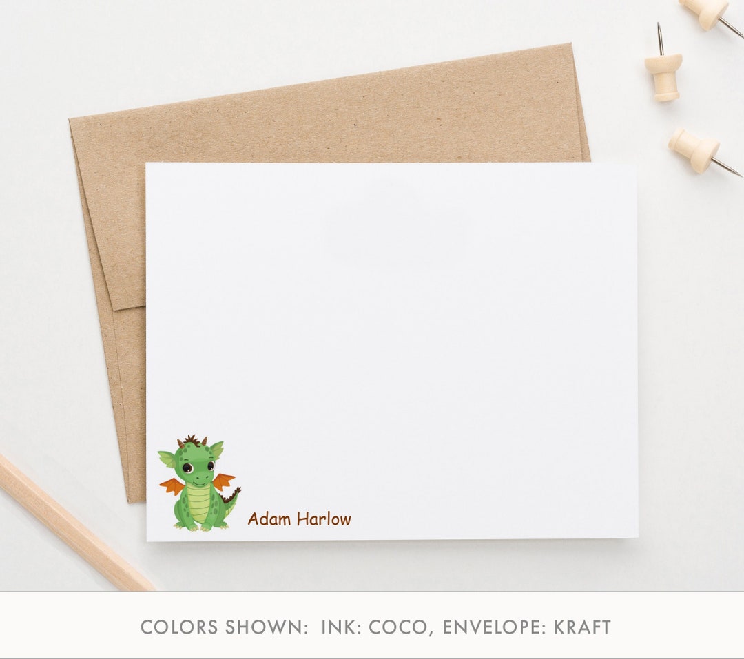 Baby Dragon Thank You Cards Personalized Dragon Notes for Kids Dragon ...