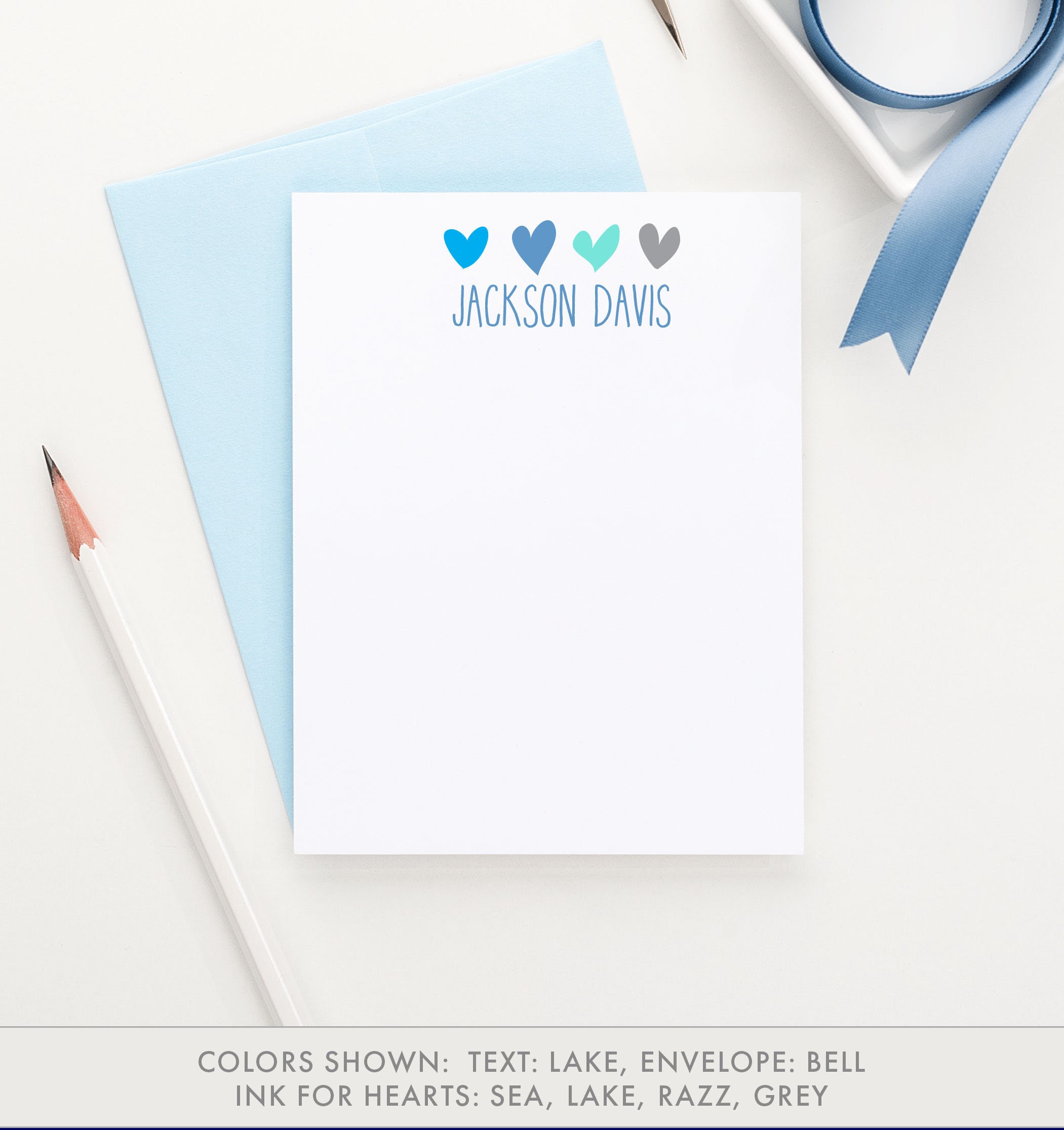 Boys Stationery, Personalized Stationery, Heart Stationery, Boys Note ...