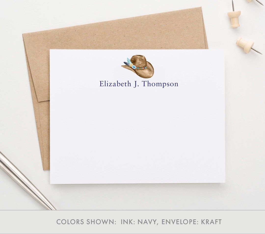 Customized Western Stationery for Women Cowgirl Stationary, Cowboy Hat ...