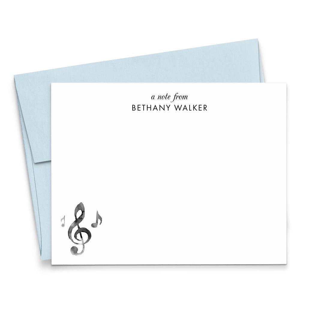 Personalized Music Stationary With Envelopes, Flat Watercolor Music ...