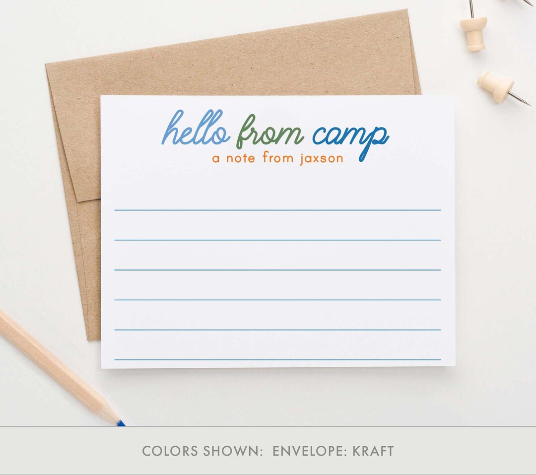 A Note From Personalized Boys Summer Camp Stationery for Kids Custom ...