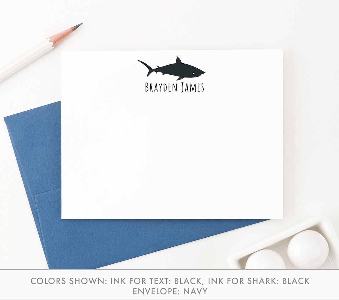 Shark Personalized Stationary for Boys Custom Shark Thank You Cards ...