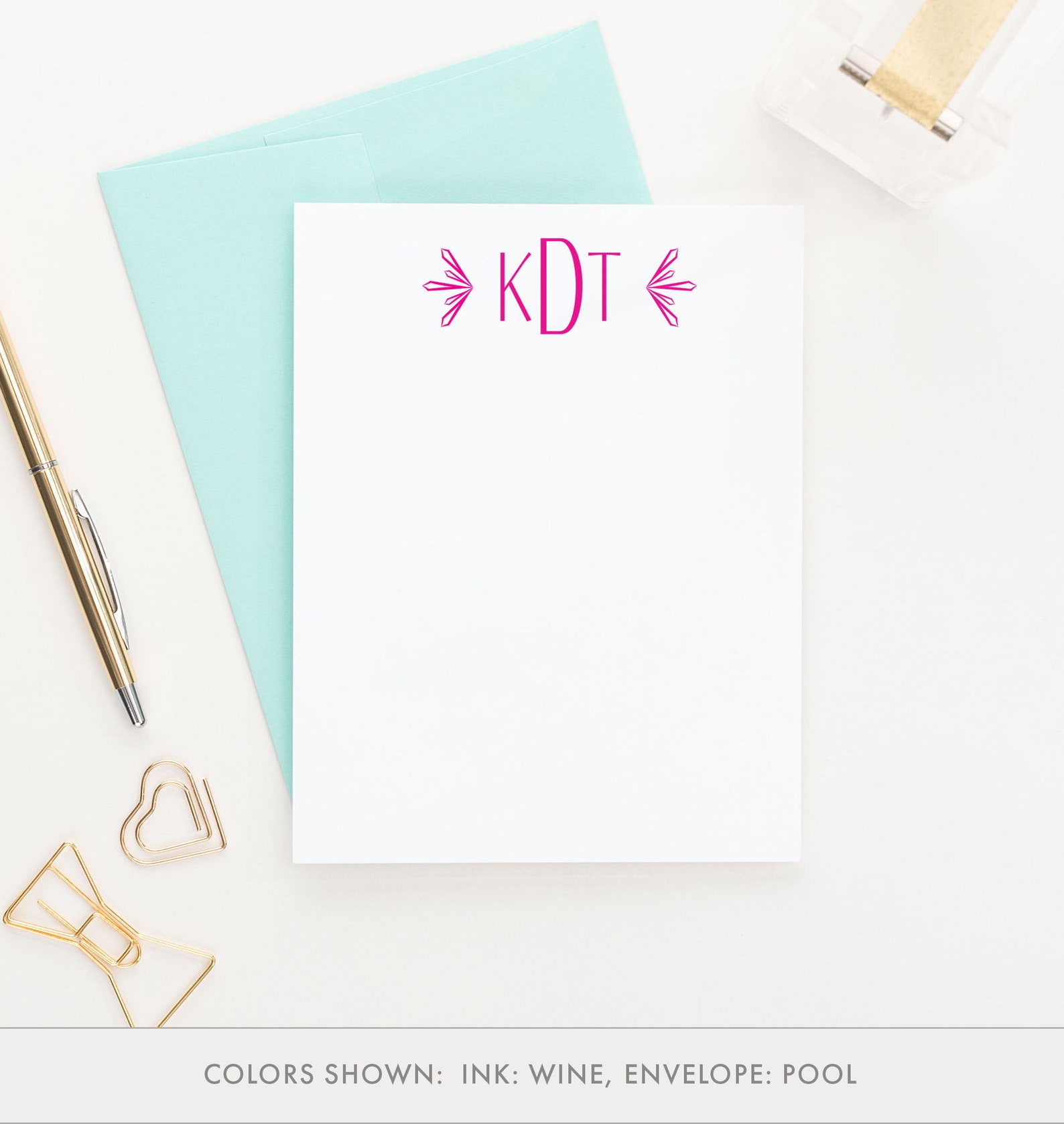 Adult Simple Monogram Notecards, Personalized 3 Letter Monogrammed ...