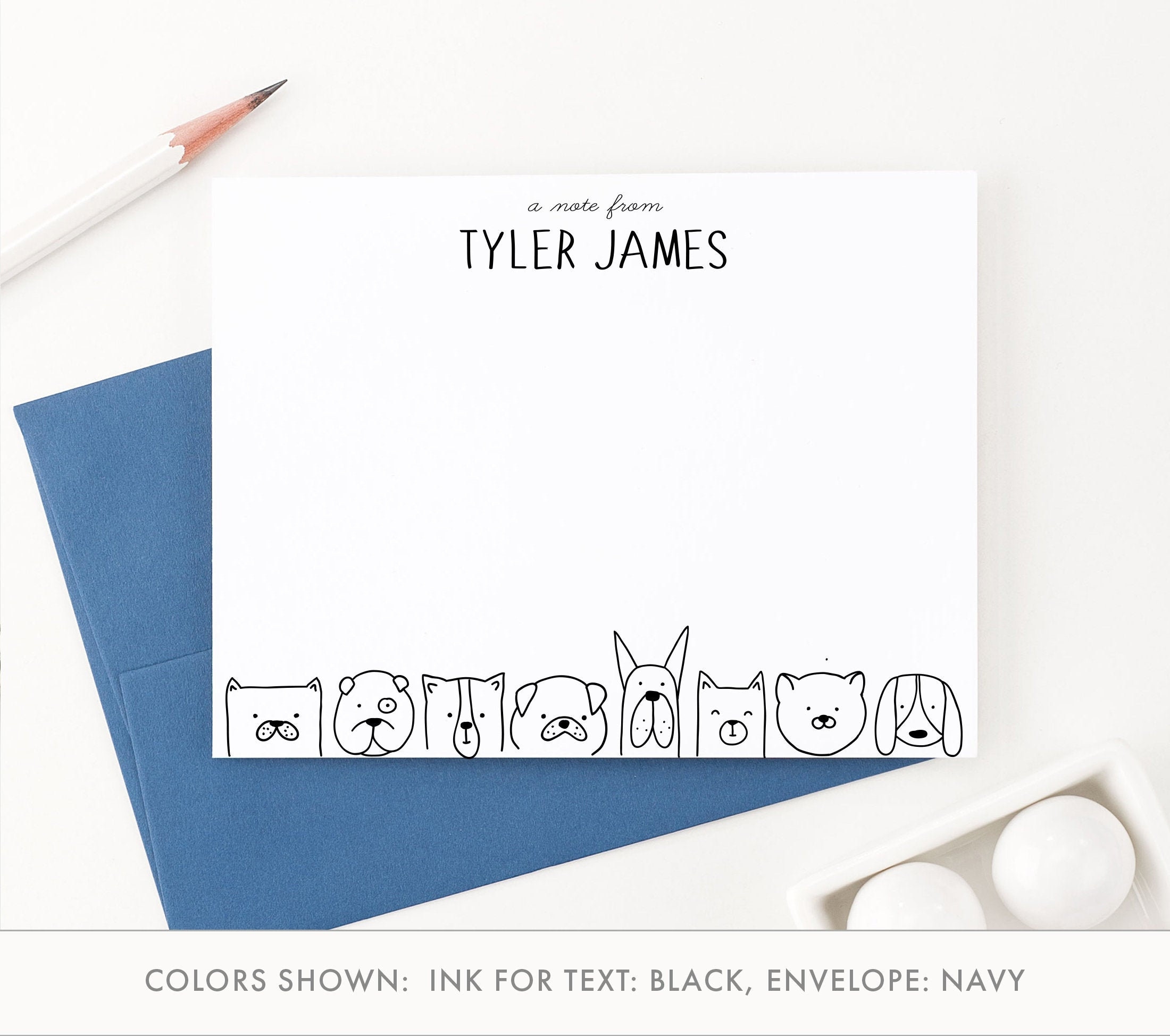 Stationery deer personalized note card set // flat personalized ...
