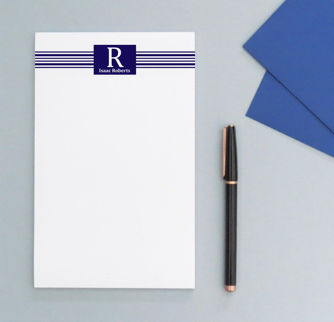 Mens Personalized Monogram Notepad Set, Custom Stationary Notepad for ...