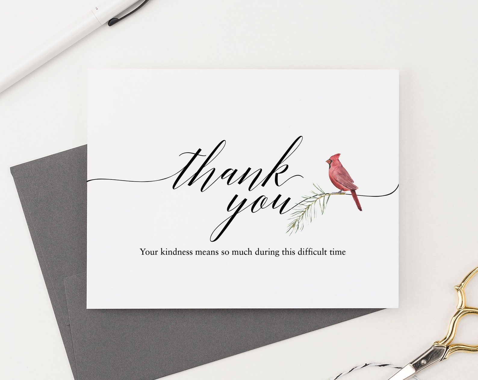 Classic Thank You Sympathy Cards Cardinal Funeral Thank You Note Cards ...