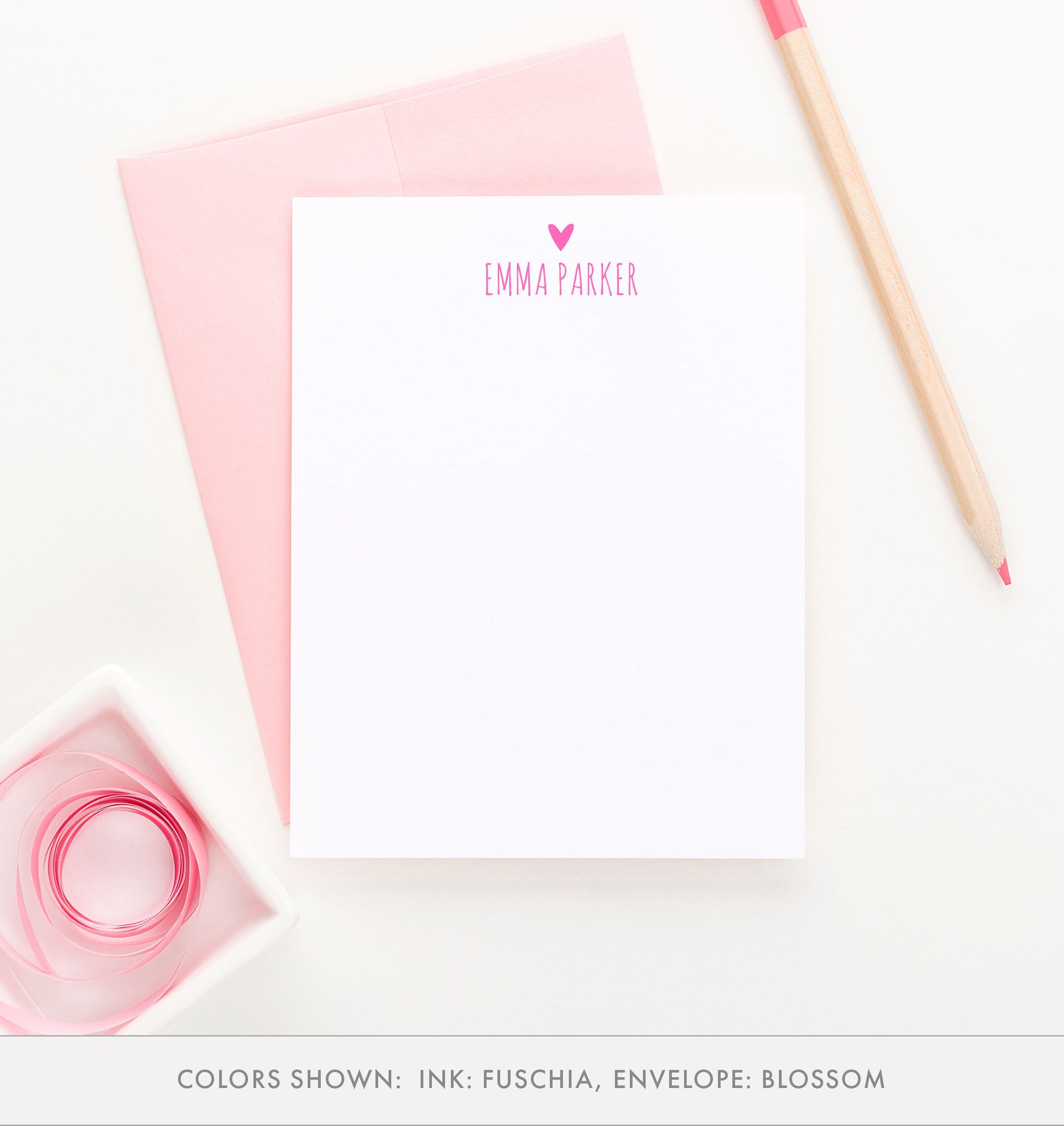 Kids Personalized Stationary Custom Heart and Name | Etsy