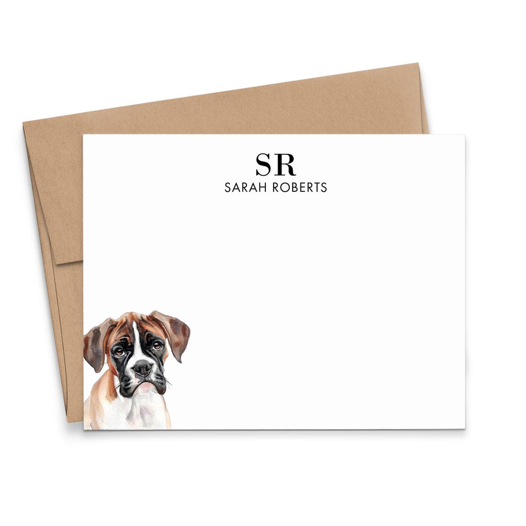 Custom Monogrammed Stationery Cards With Dogs, Choose Your Dog Breed ...