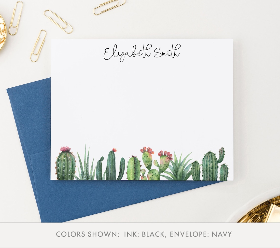 Personalized Cactus Stationery Set, Personalized Cactus Stationary for ...