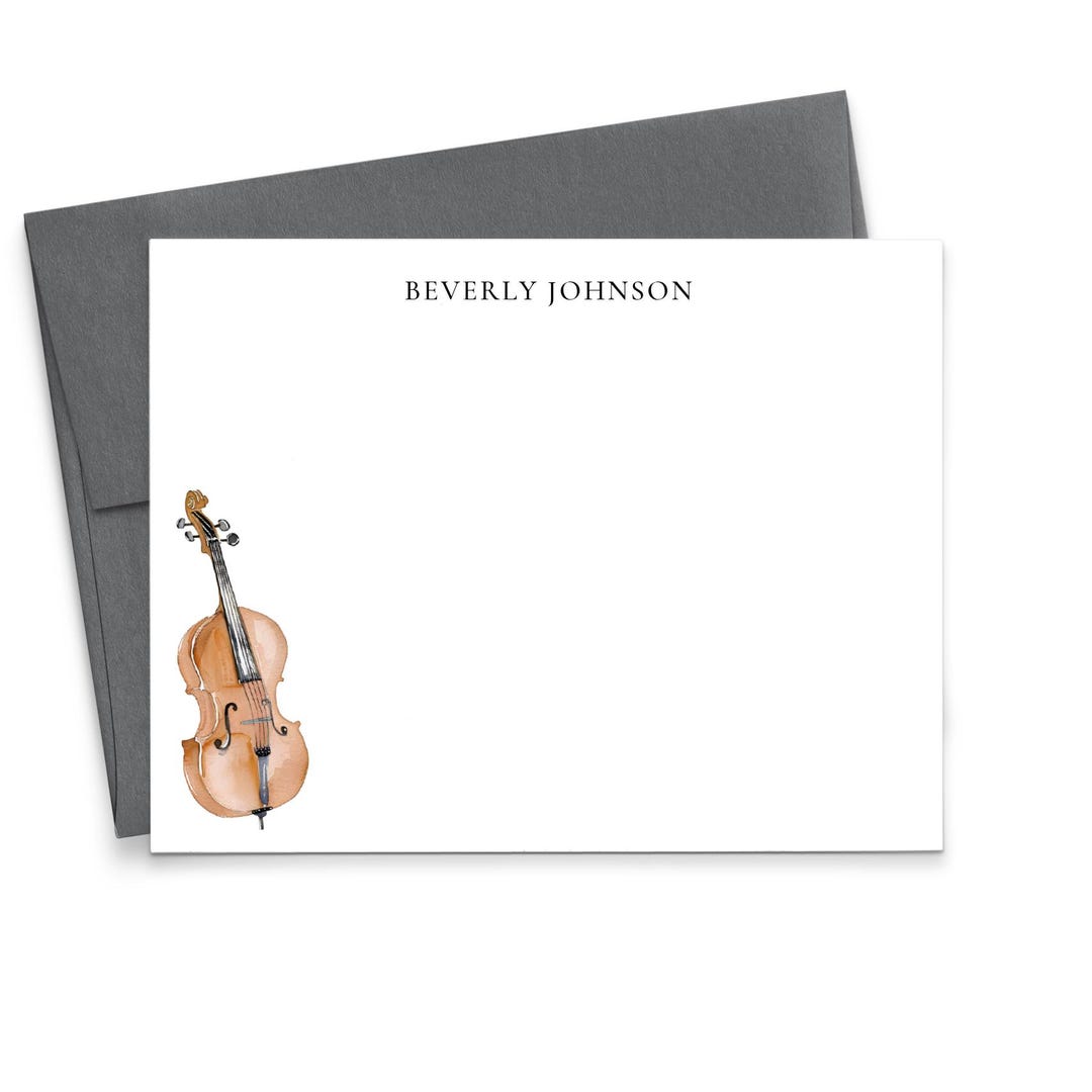 Personalized Music Note Cards With Envelopes, Flat Watercolor ...