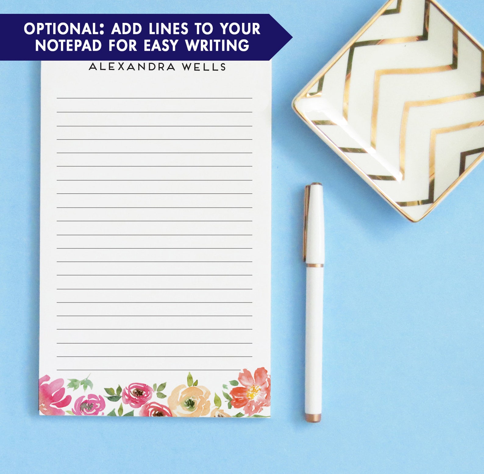 Elegant Florals Notepad Floral Notepad for Women Personalized - Etsy