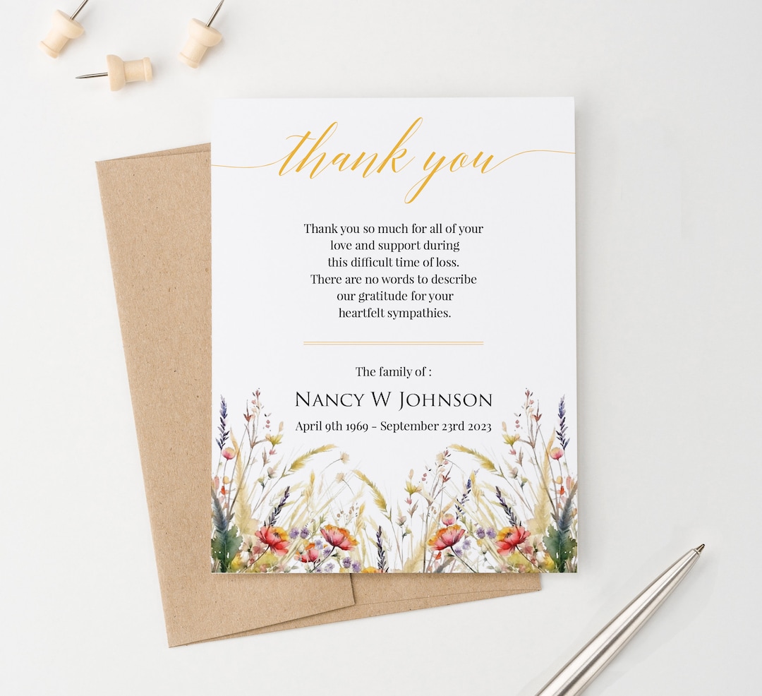Personalized Funeral Thank You Cards